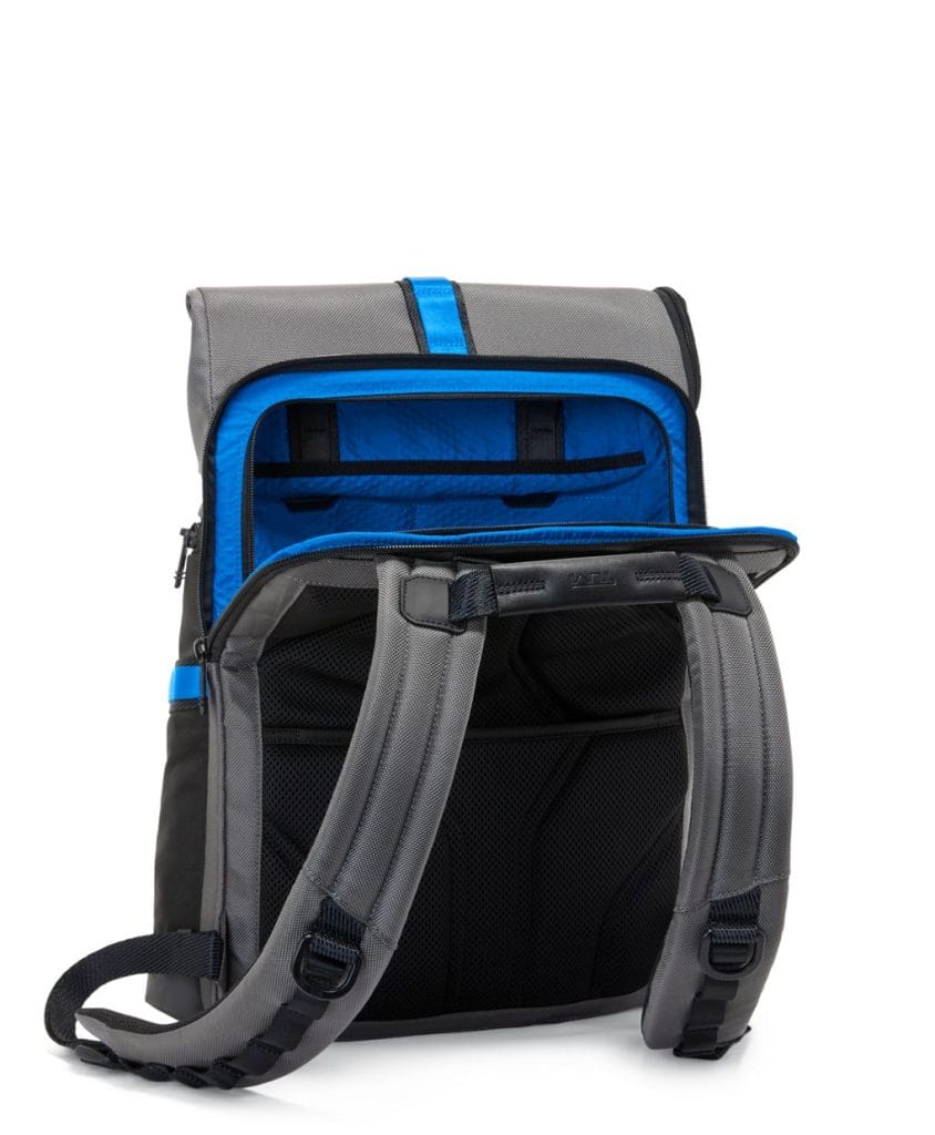 Largest Tumi Backpack Logistics Flap Lid Backpack Grey/Blue